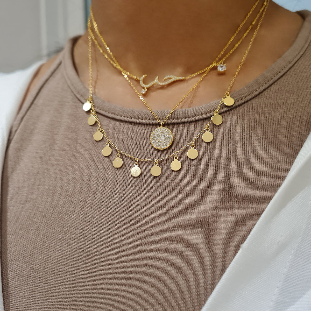 Crystal Medallion Necklace I Dainty Necklaces I Safana Jewellery